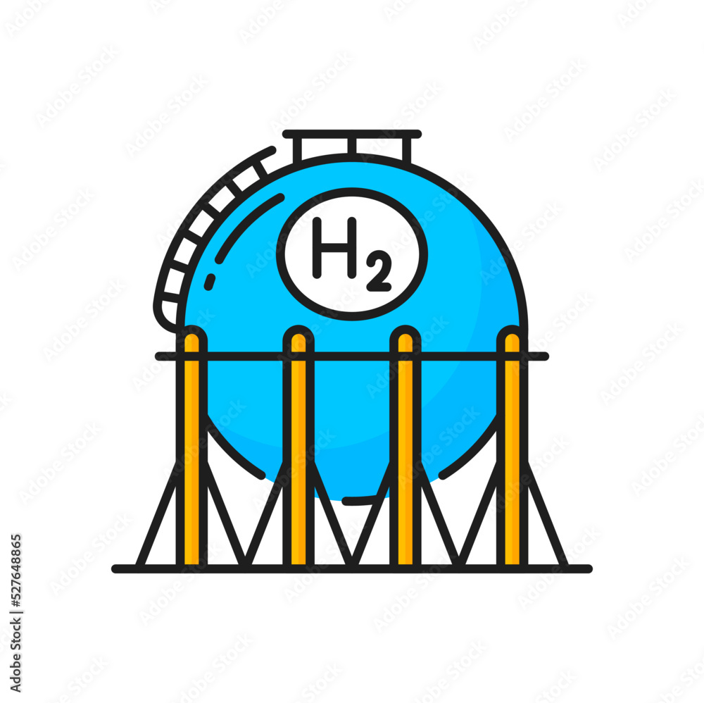 Hydrogen cistern color icon, H2 green fuel energy production, vector ...