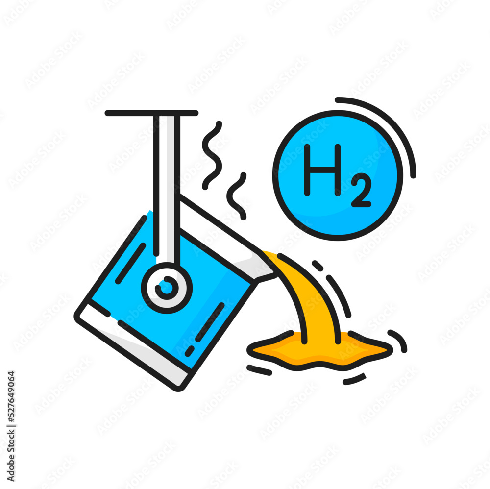 Hydrogen color icon, H2 in heavy industry and metallurgy, vector green ...