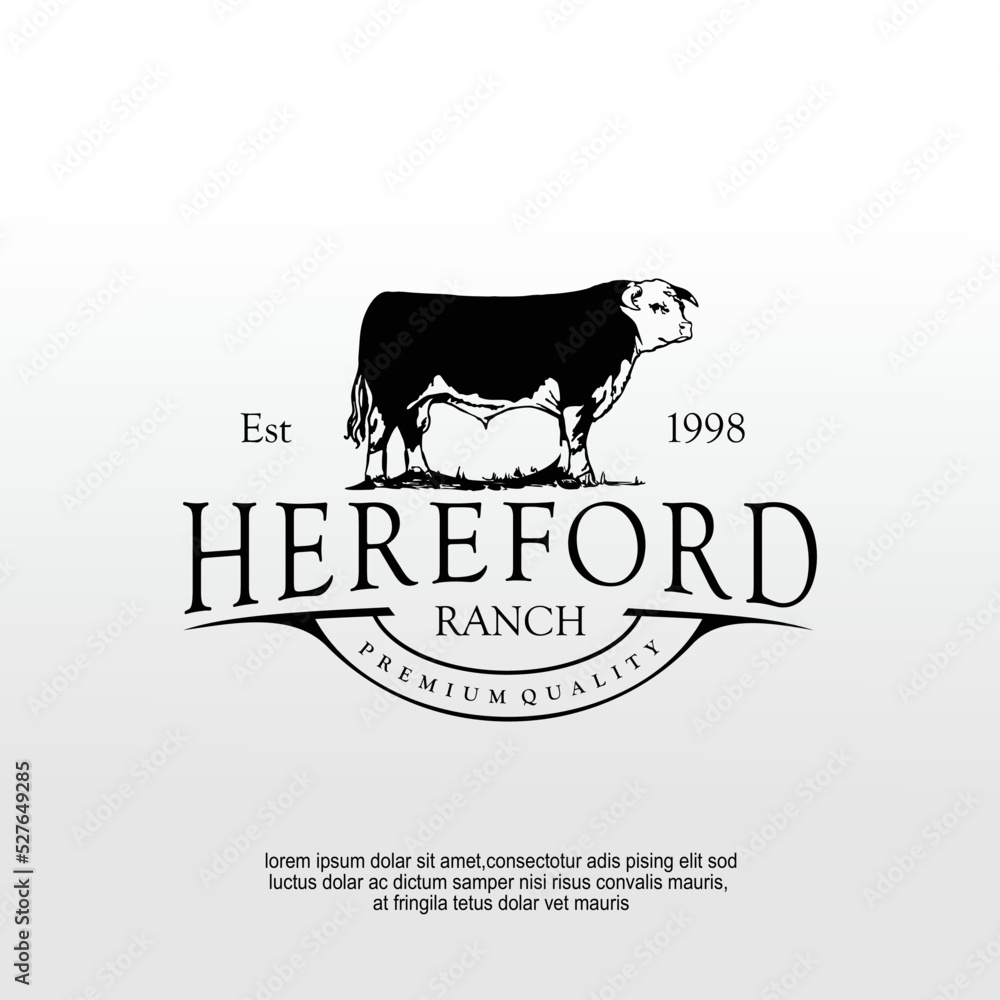 hereford bull cattle farm logo design idea Stock Vector | Adobe Stock