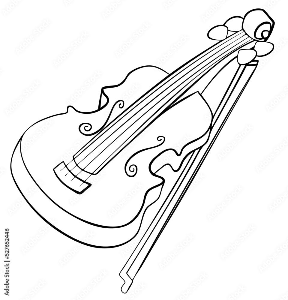 Violin. Element for coloring page. Cartoon style. Stock Vector | Adobe ...