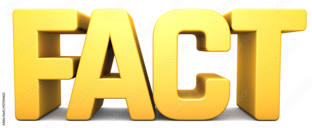 Fact 3d isolated on white background. Fact letter 3d. 3d rendering ...