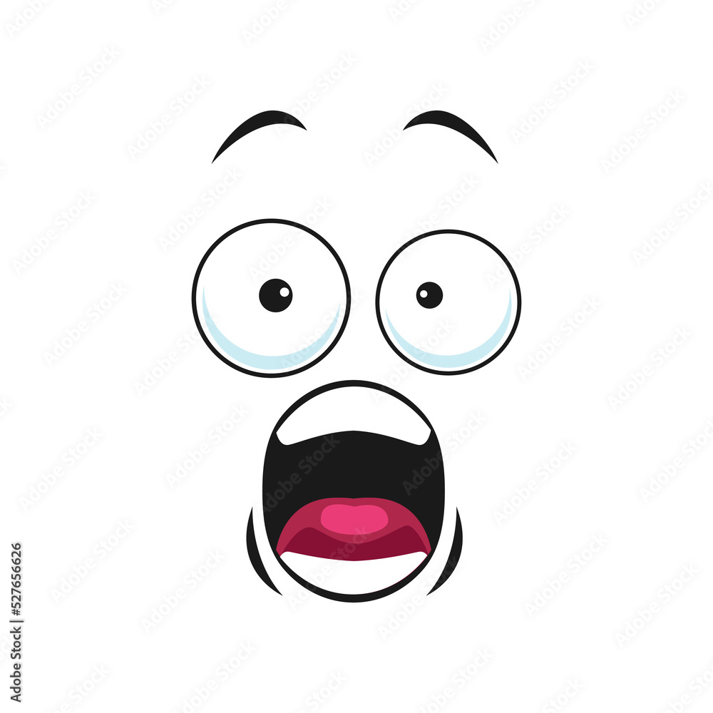 Cartoon yelling face vector icon, shocked or surprised funny emoji ...