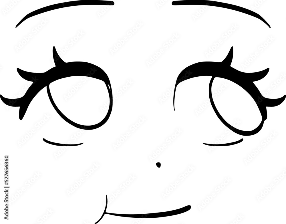 Anime face. Hand drawn simple illustration. Line art Stock Vector ...