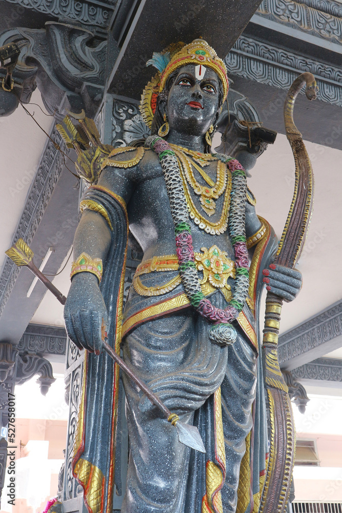 God Rama. Avatar of Vishnu. Supreme Indian God. Religious sculpture in ...