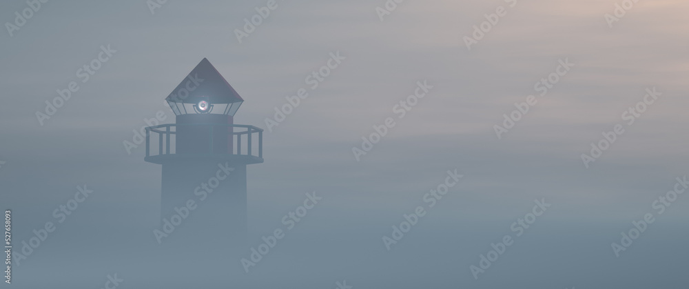 The signaling beacon is visible in the fog. Topics of navigation and ...