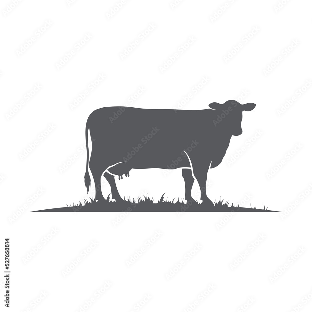 Cow or cattle Silhouette icon. Vector silhouette of cow. Farm logo ...
