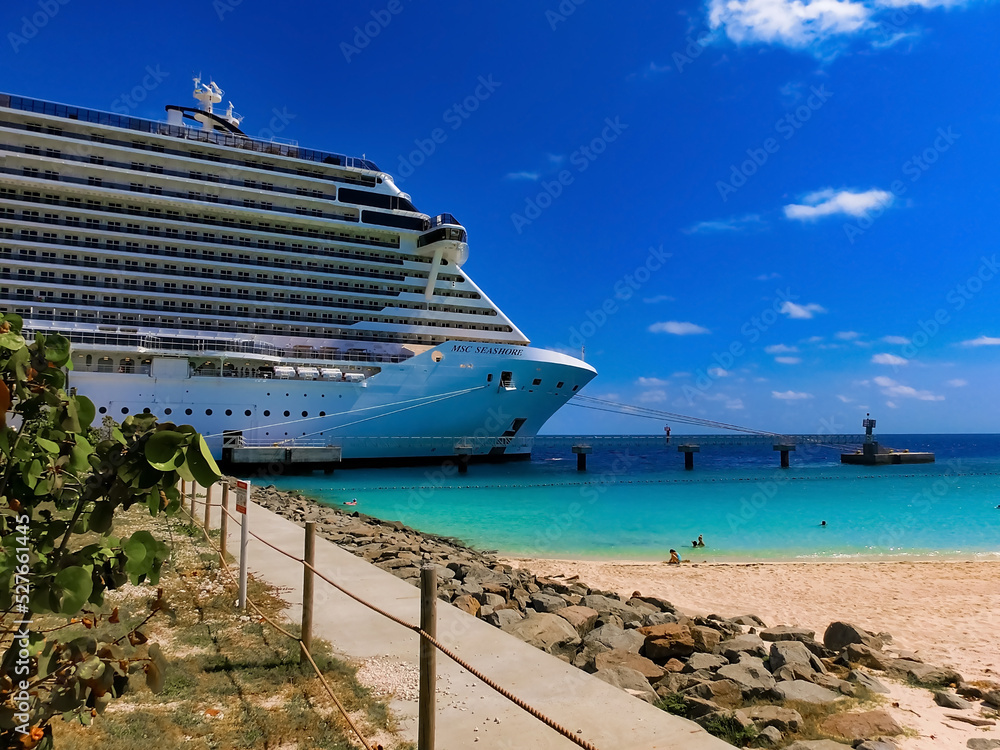 Ocean Cay, Bahamas - April 29, 2022: MSC Seashore cruise ship docked at ...