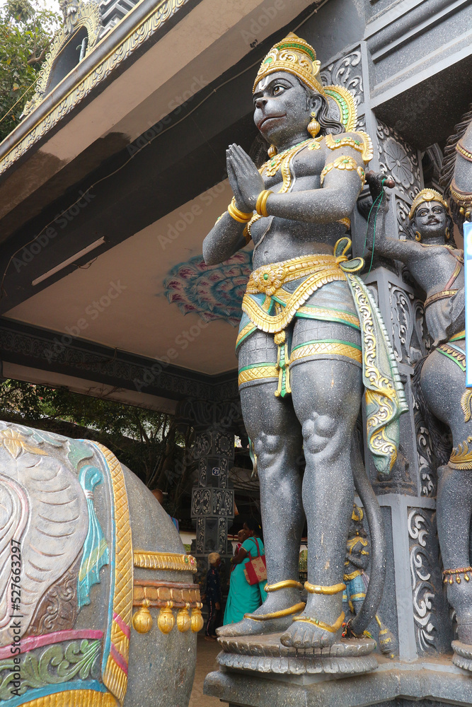 Statue of Hanuman in a Hindu temple in India. The monkey god is the ...