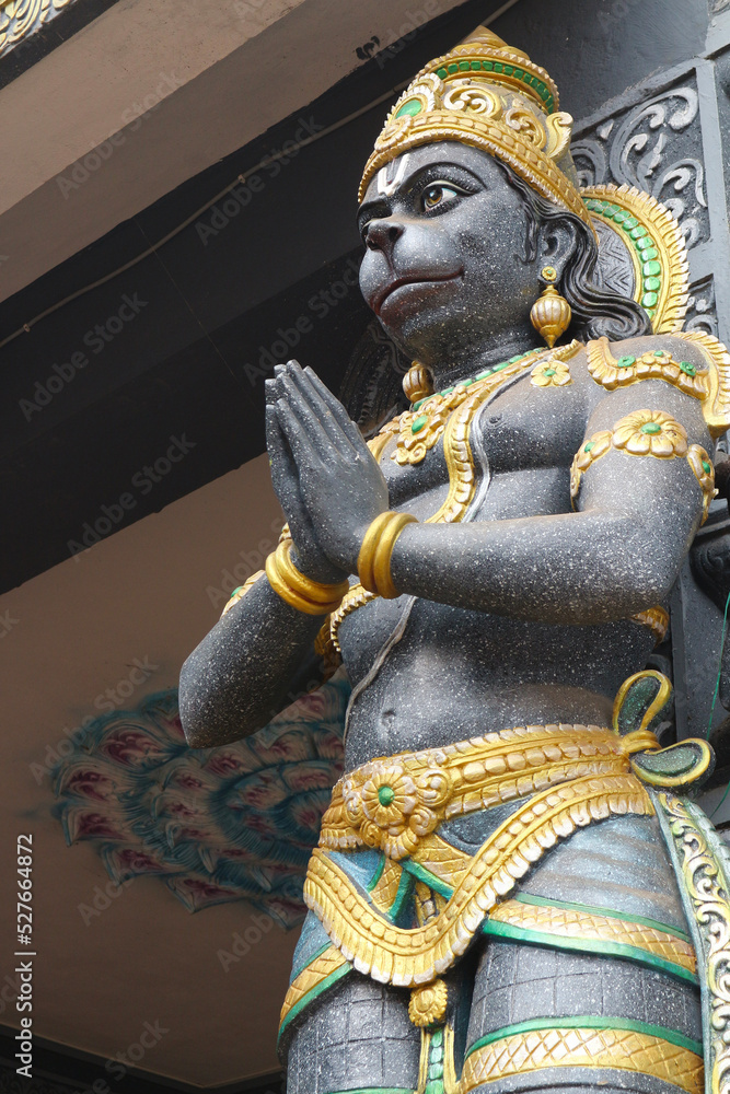 Statue of Hanuman in a Hindu temple in India. The monkey god is the ...