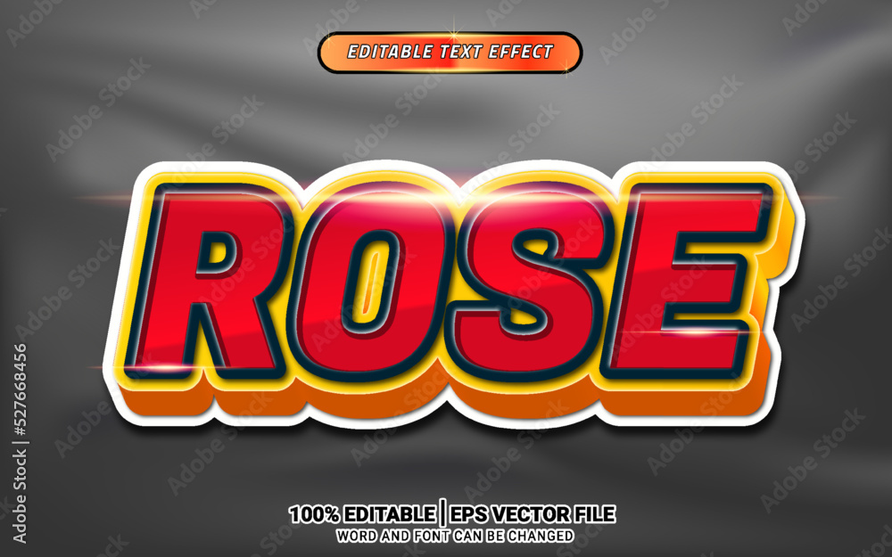 Red yellow rose 3d text effect editable template design headline logo ...