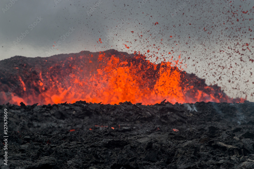 Fagradalsfjall Volcano Iceland, Eruption 2022 Close-Up, Active Crater ...