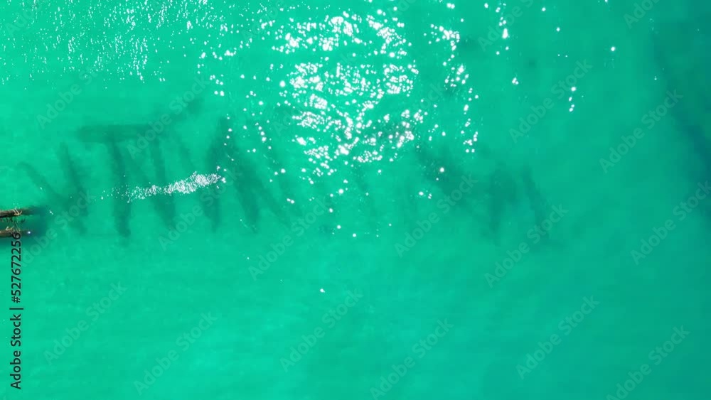 An aerial view of Crash Boat Beach, Aguadilla, Puerto Rico. A very ...