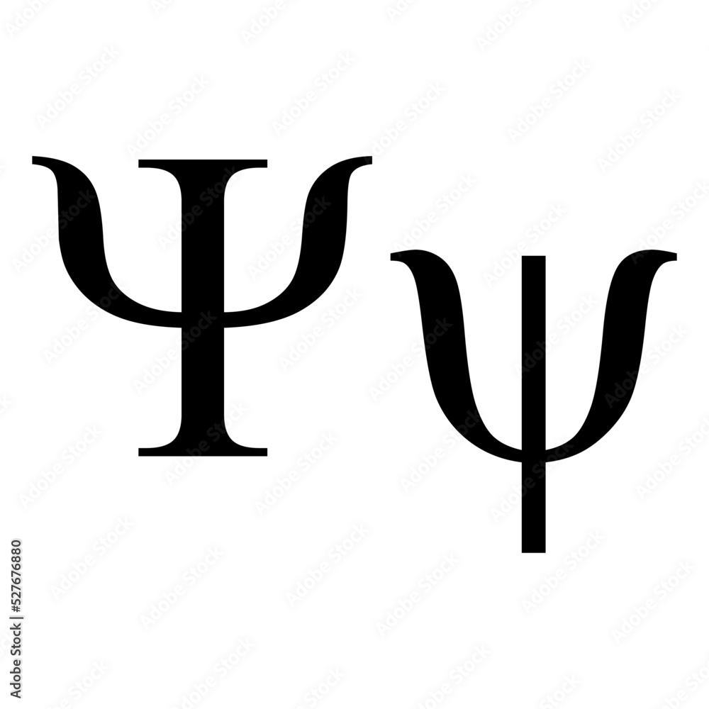 Black psi symbol icon with name. greek alphabet letter Stock Vector ...