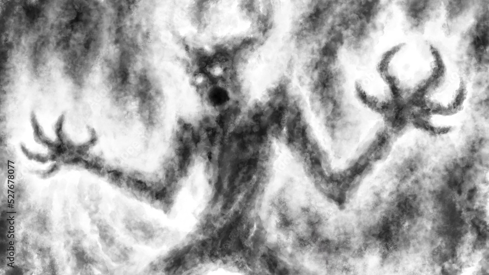 Scary burning demon. Dark monster illustration. Horror fantasy genre ...