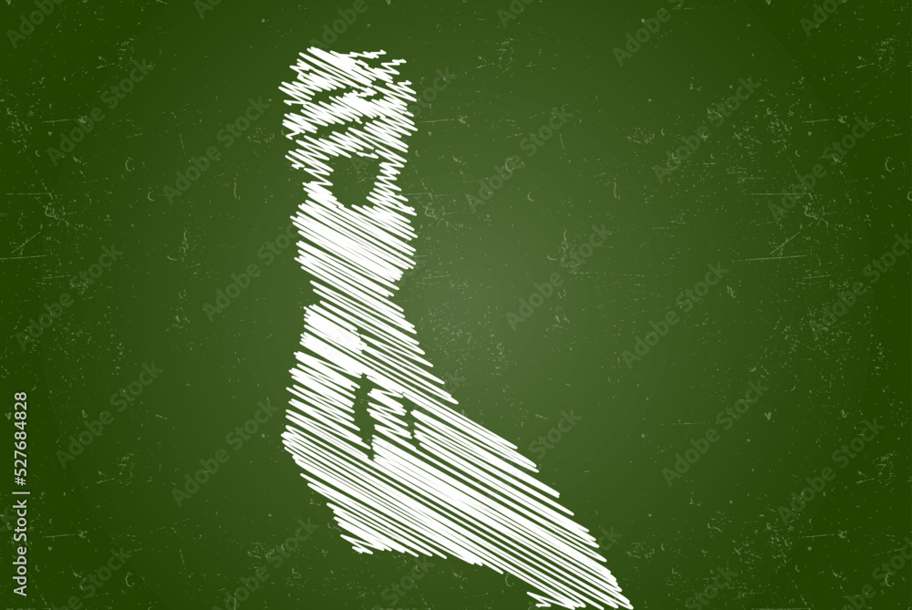 Fluorescent light chalk effect vector silhouette, white color isolated ...