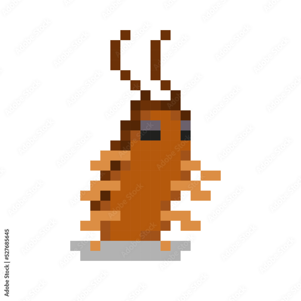 Cockroach insect pixel art simple vector Stock Vector | Adobe Stock