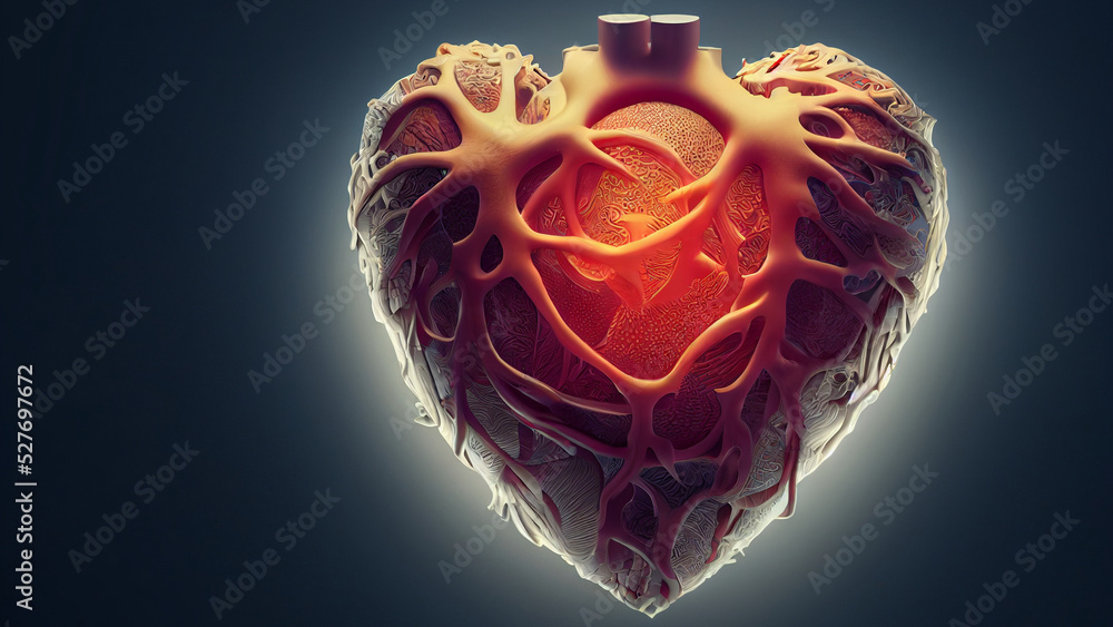 Heart anatomy. Human heart in the shape of a love symbol. Stock ...