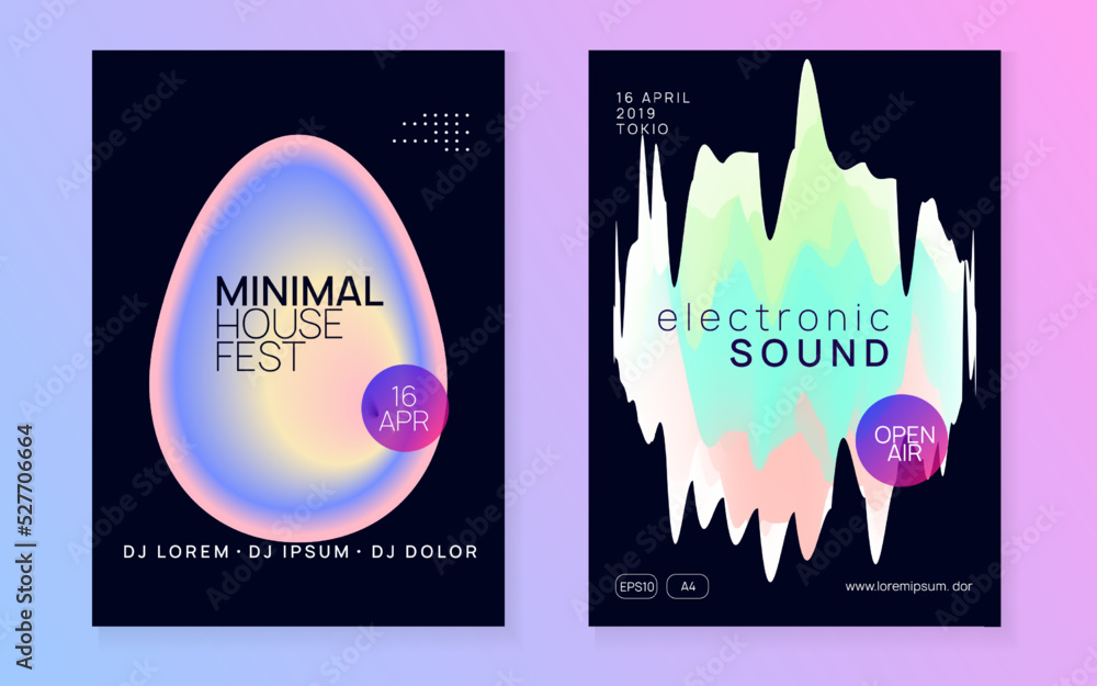 Sound Poster. Indie Neon Flyer. Modern Art For Presentation. Music And ...