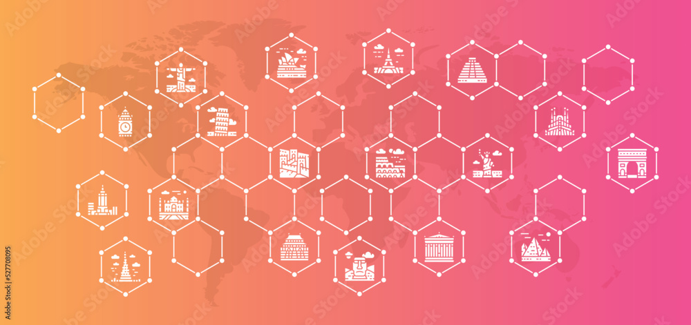 Travel Landmark website design template. Egypt, Italy, United Kingdom ...