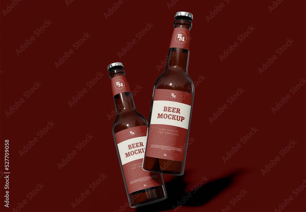 Two Beer Bottles Mockup Stock Template | Adobe Stock