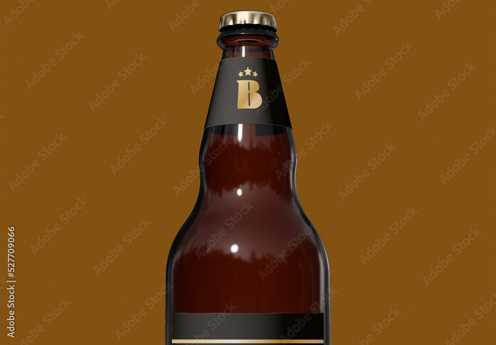 Front View of Isolated Beer Bottle Mockup Stock Template | Adobe Stock