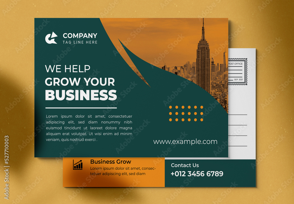 Postcard Layouts with Orange Gradient Accents Stock Template | Adobe Stock