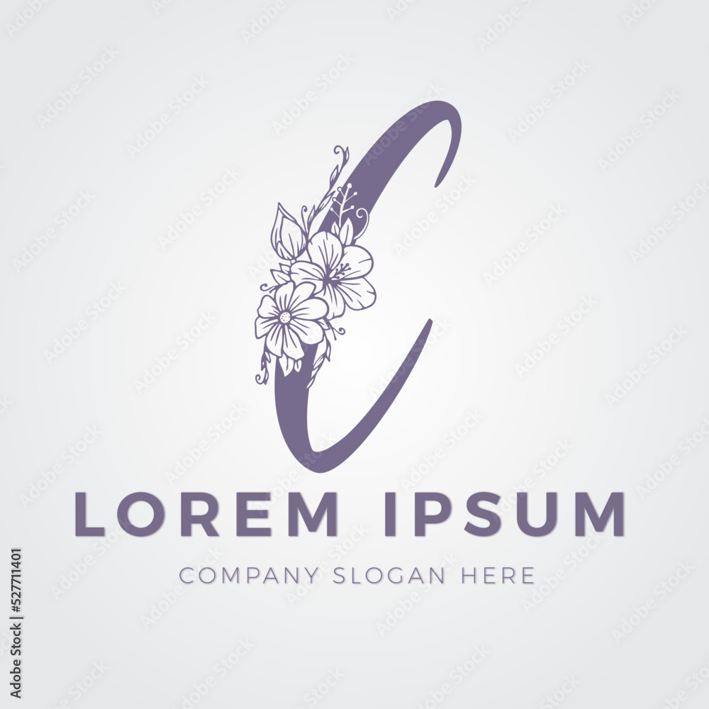 C letter fashion logo Modern and luxury style blossom flower vector for ...