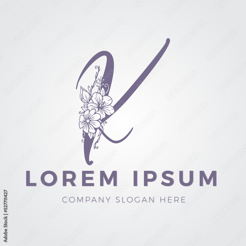 K letter fashion logo Modern and luxury style blossom flower vector for ...