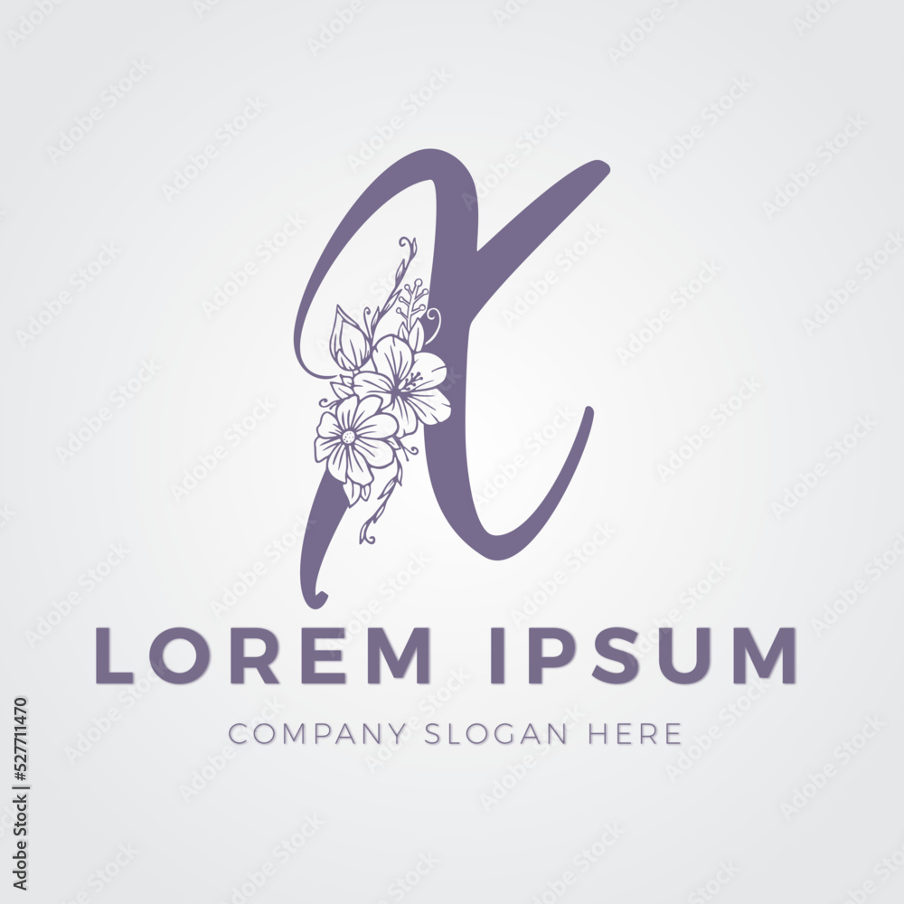 X letter fashion logo Modern and luxury style blossom flower vector for ...