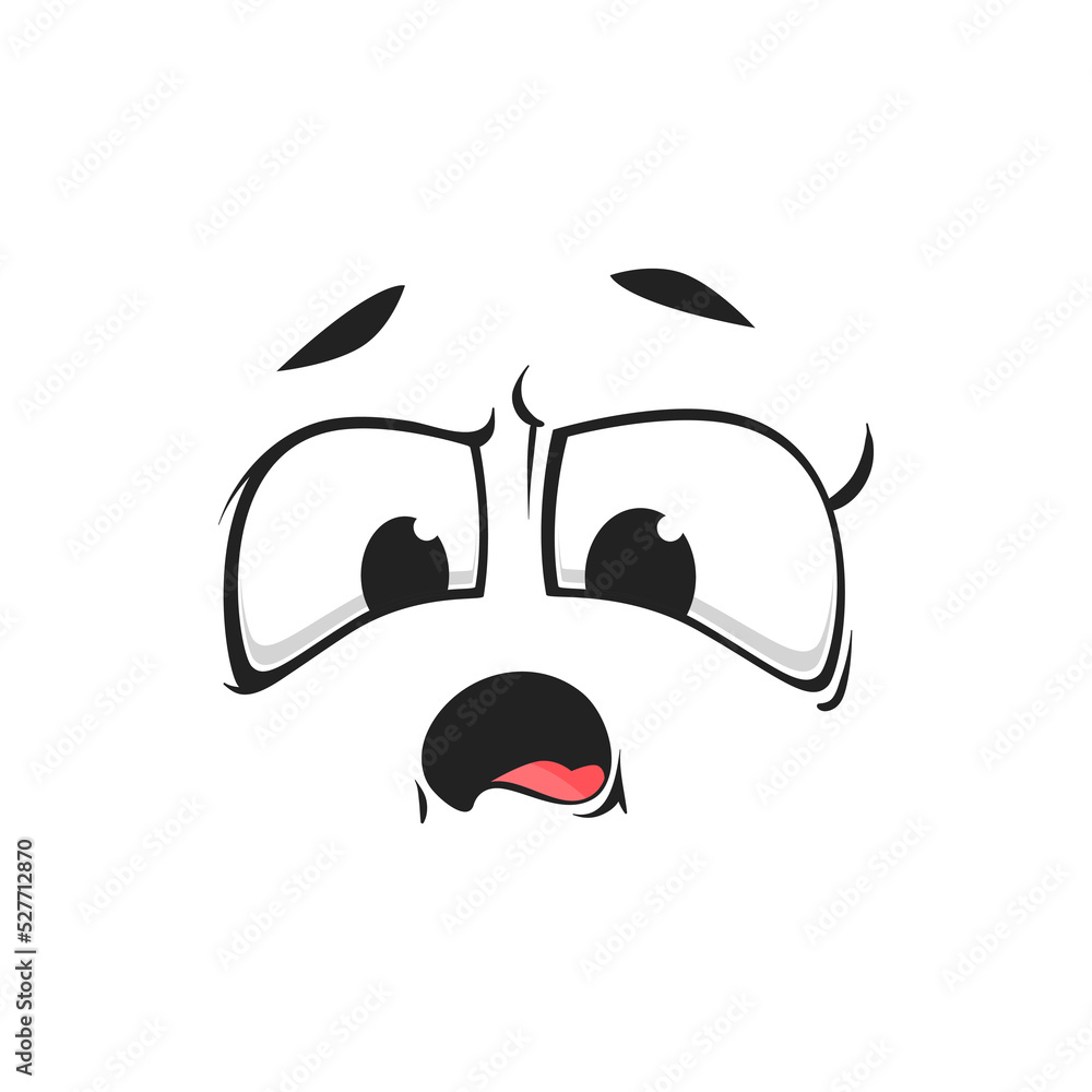 Cartoon grumble face, vector murmur emoji with annoyed eyes and open ...