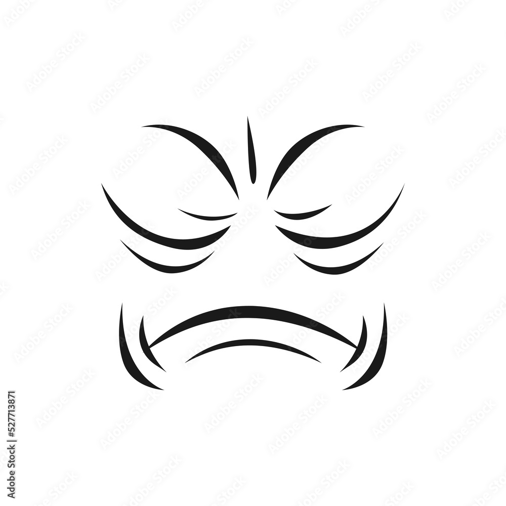 Cartoon sad face, vector unhappy or upset emoji, plaintive facial ...