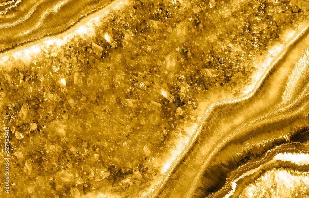 Gold Geode with crystals art with epoxy resin. Quartz slice geode with ...