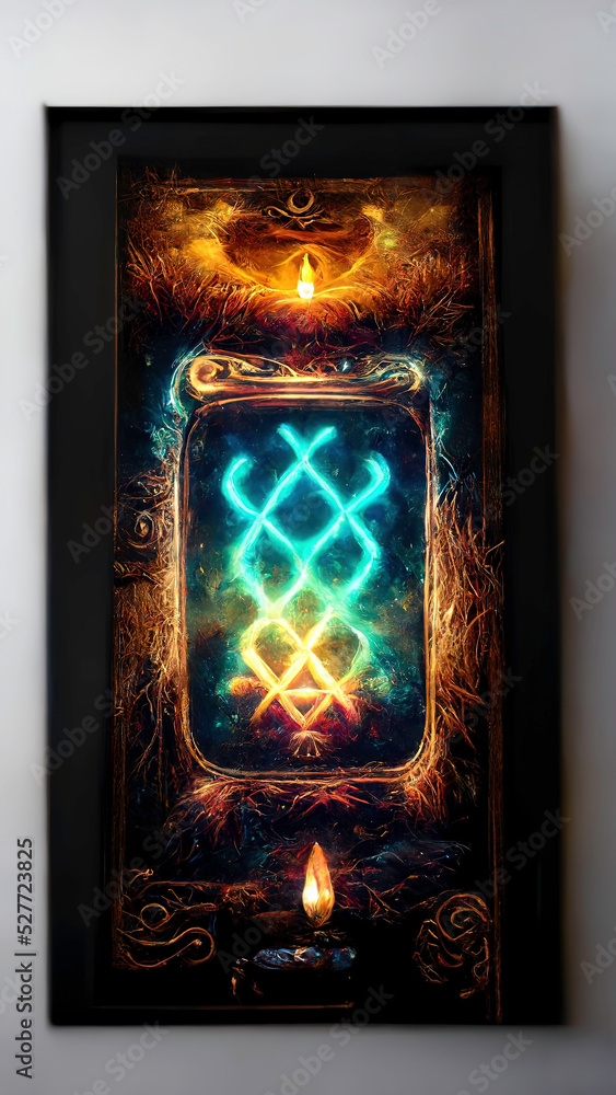Neon Tarot Card Design. Poker Back Design. Greeting Card with Magic ...