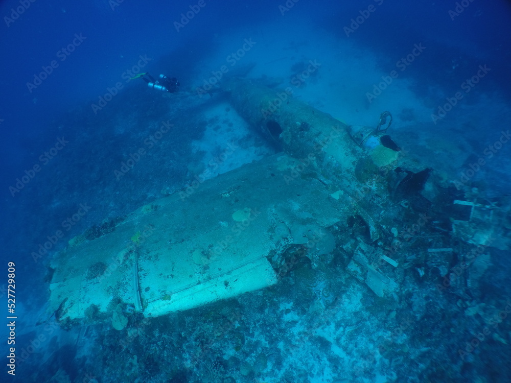 Japanese navy airplane Betty bomber in WW2 Chuuk (Truk lagoon ...