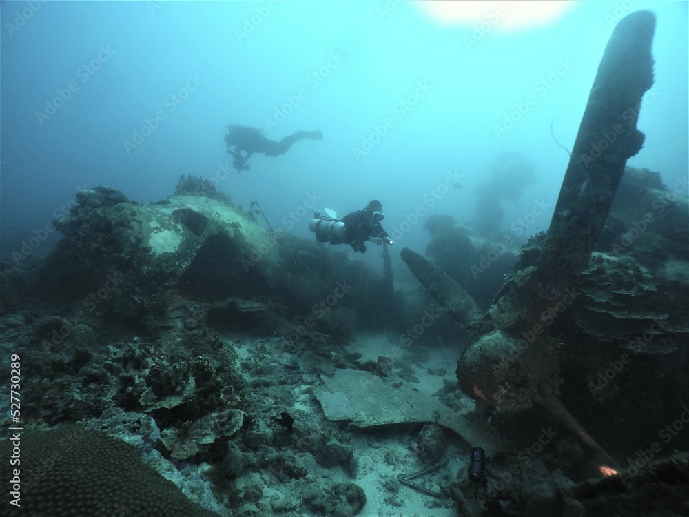 Japanese navy airplane Emily seaplane in WW2 Chuuk (Truk lagoon ...