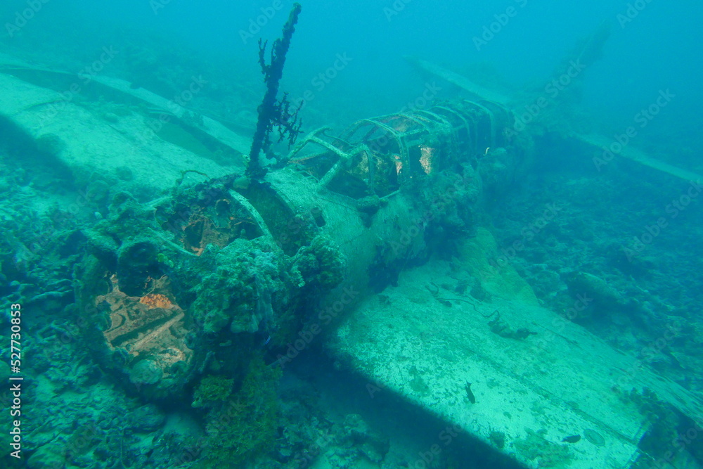 Japanese navy airplane Myrt "Saiun" in WW2. Chuuk (Truk lagoon ...
