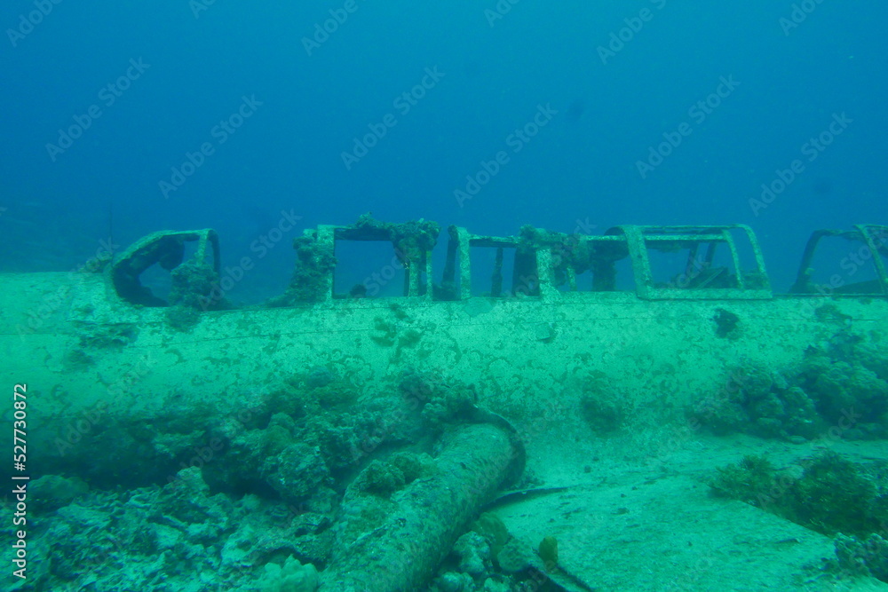 Japanese navy airplane Myrt "Saiun" in WW2. Chuuk (Truk lagoon ...