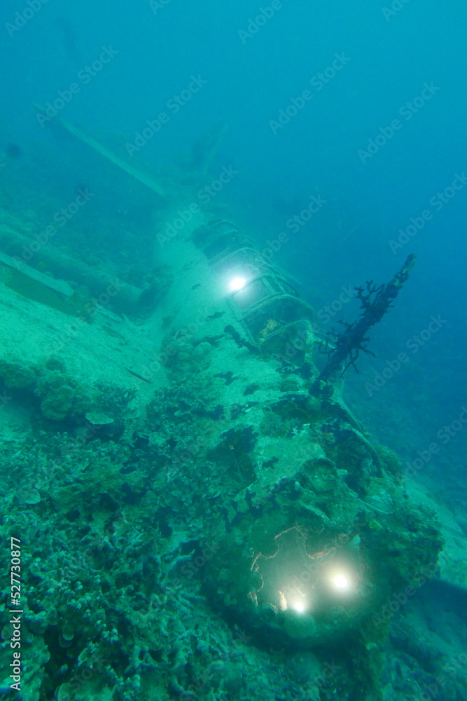 Japanese navy airplane Myrt "Saiun" in WW2. Chuuk (Truk lagoon ...