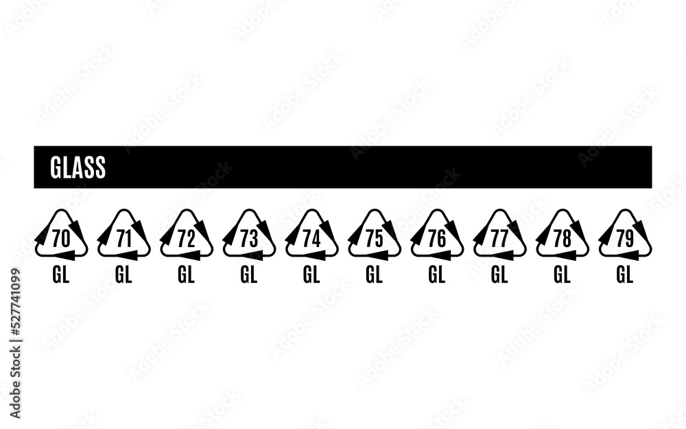 Recycling codes glass. Vector elements isolated on a white background ...