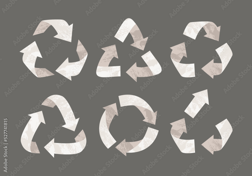 Vector recycling, upcycling signs, isolated icons on background. Beige ...