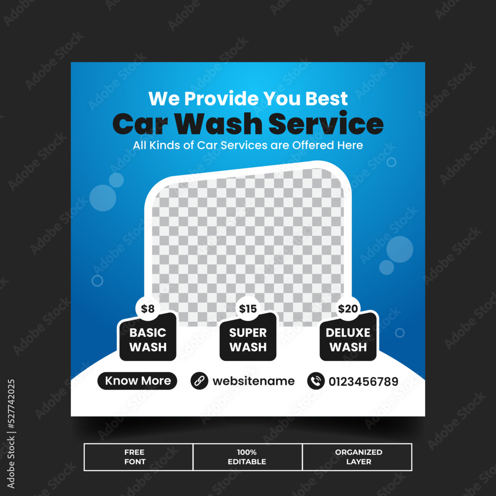 Auto Mobile Car Wash and Repair Social Media Post Design Stock Vector ...