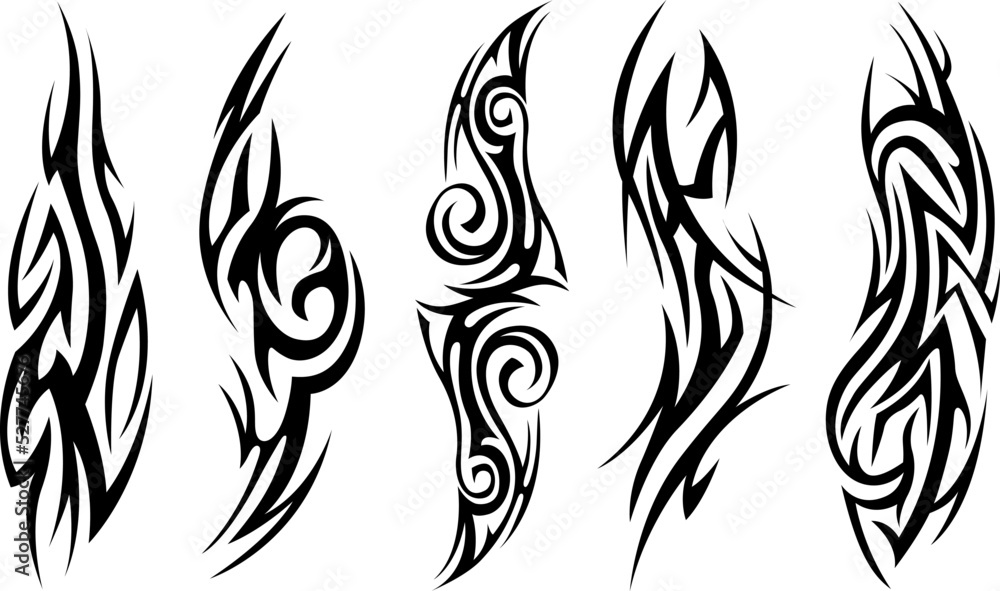 Vector tribal tattoo. Silhouette illustration. Isolated abstract ...