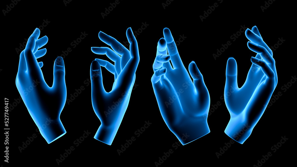 ภาพประกอบสต็อก technological transparent set of hand or palm anatomy ...