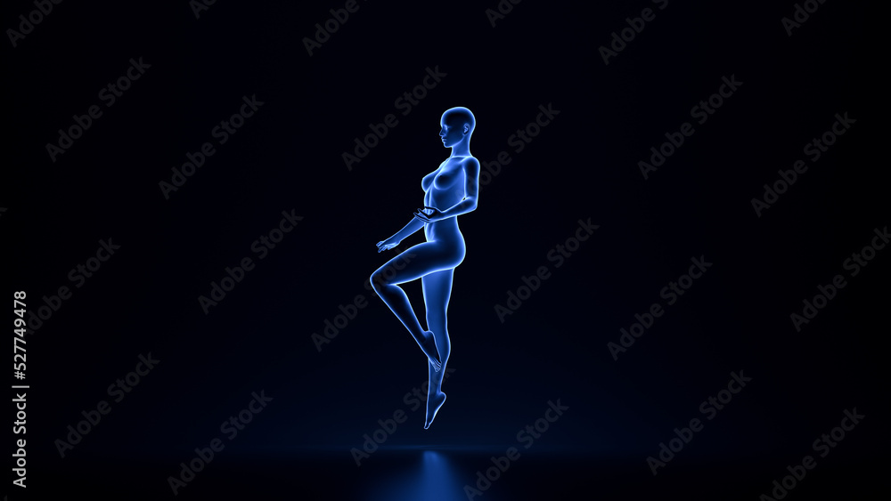technological transparent female hologram anatomy body in a beautiful ...