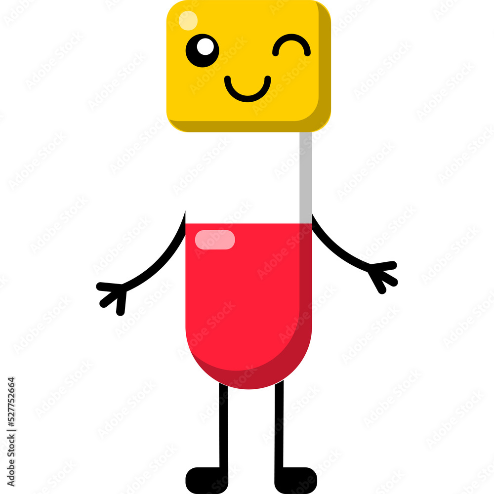 Cartoon blood tube in kawaii style. Png simple flat line illustration ...