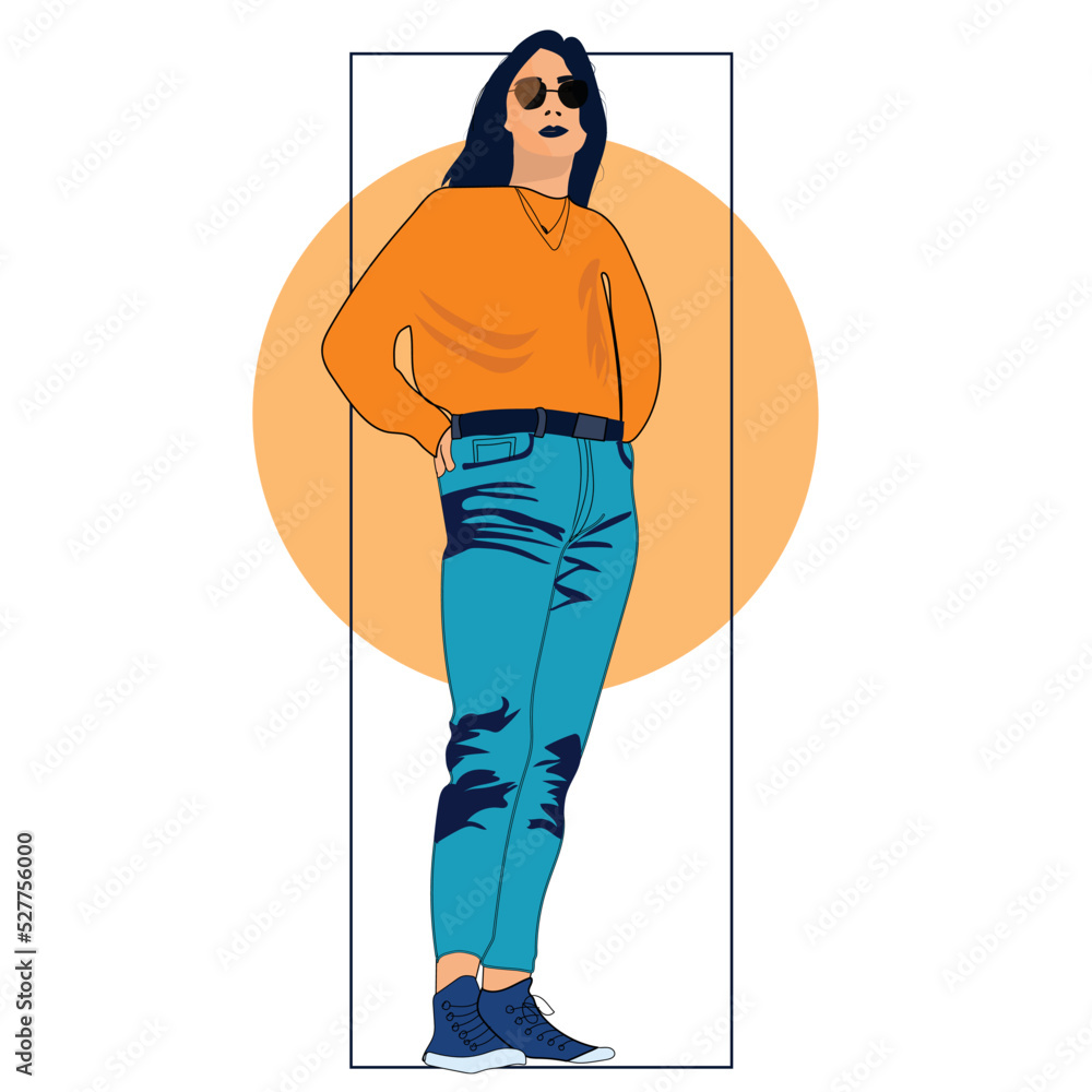 Female models full body stylish vector illustration for social media ...