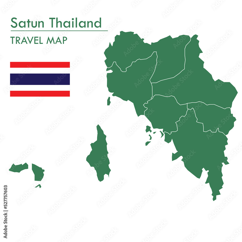 Green Map Satun Province is one of the provinces of Thailand. Stock ...