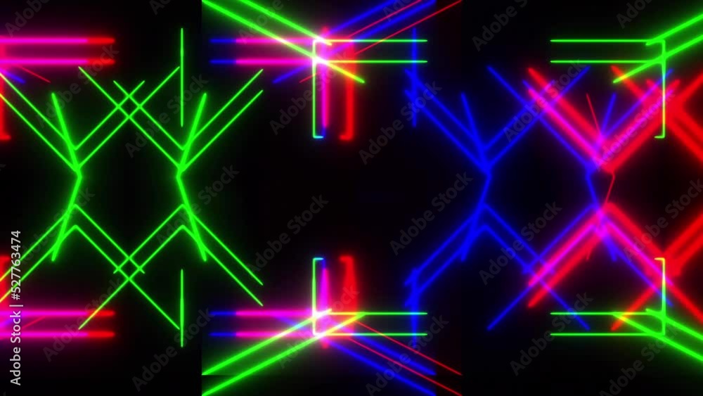 animation - Pulsating neon disco background VJ Loop. 3D graphics for music stage transition ...