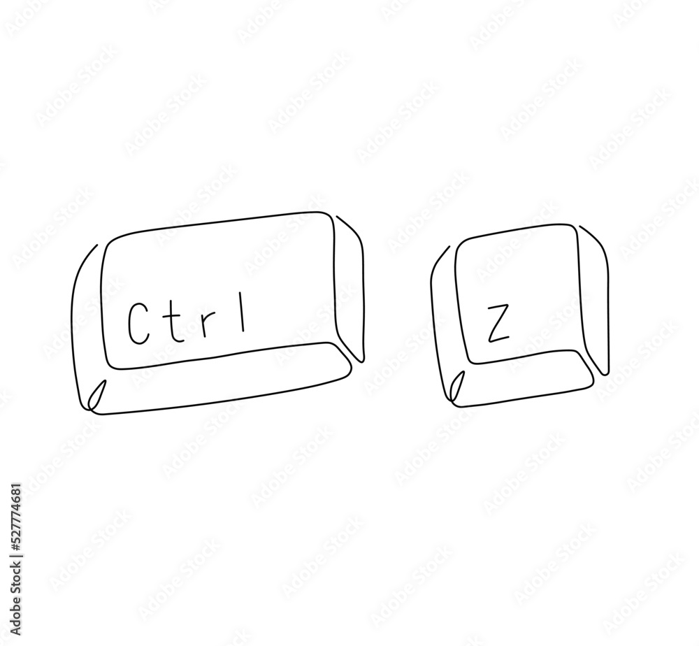 Vector isolated two keyboard keys ctrl z colorless black and white ...