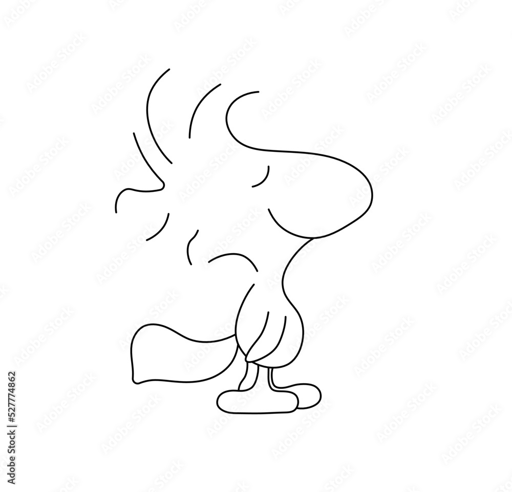 Vector isolated peanut yellow canary woodstock bird side view colorless ...